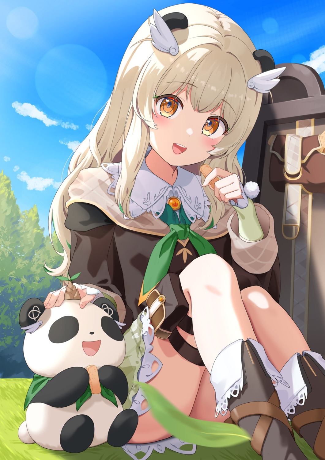 sable mint indie virtual youtuber amatsuna sasaha animal ears garter skirt lift uniform ...